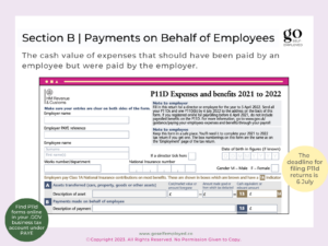 Section B - Payments on Behalf of Employees - P11d