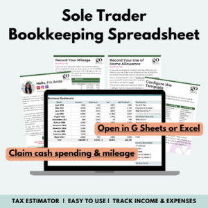 Simple Sole Trader Bookkeeping Spreadsheet (24-25 Tax Year)